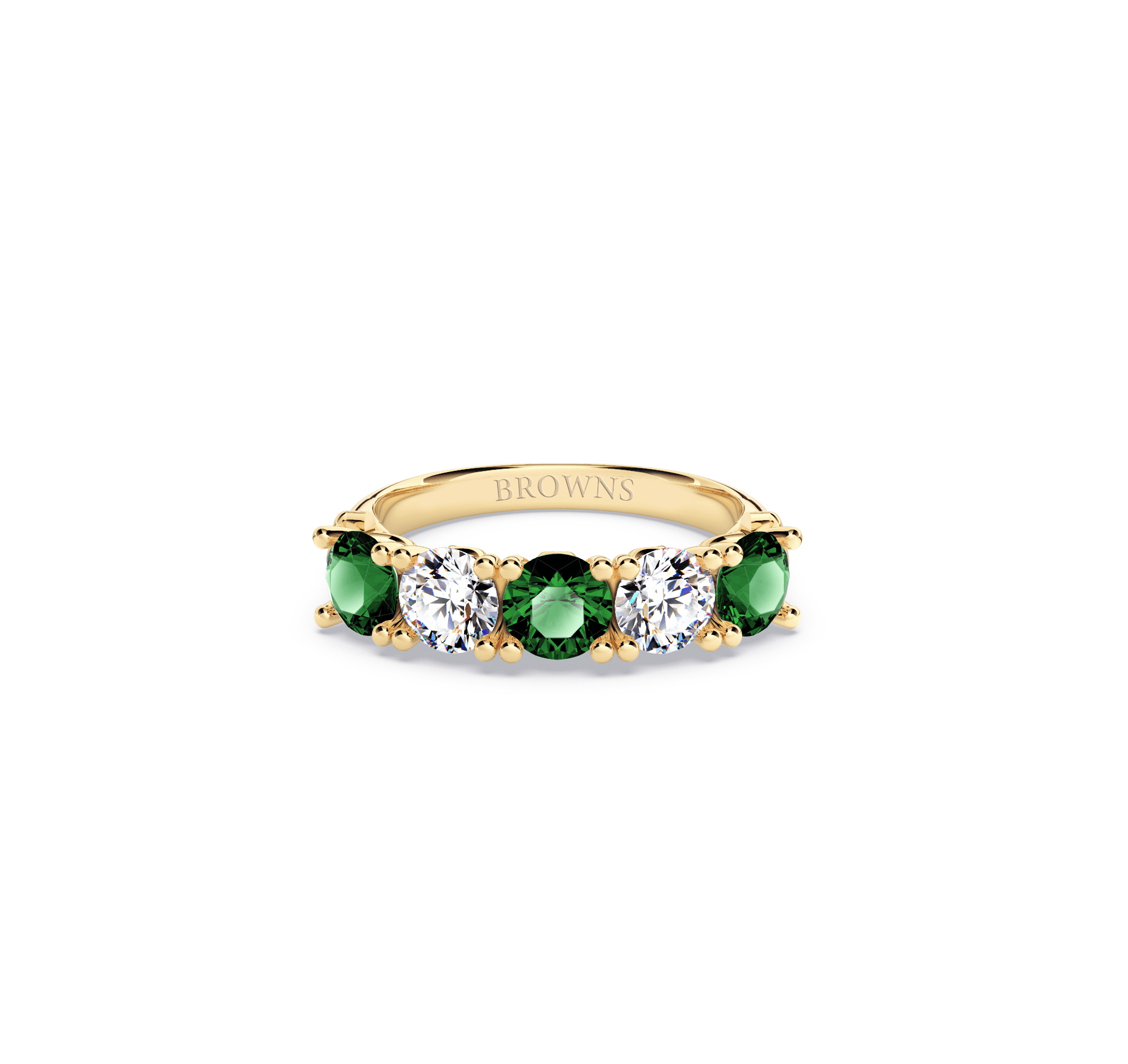 Protea Emerald and Diamond Eternity Ring | Yellow Gold – BROWNS