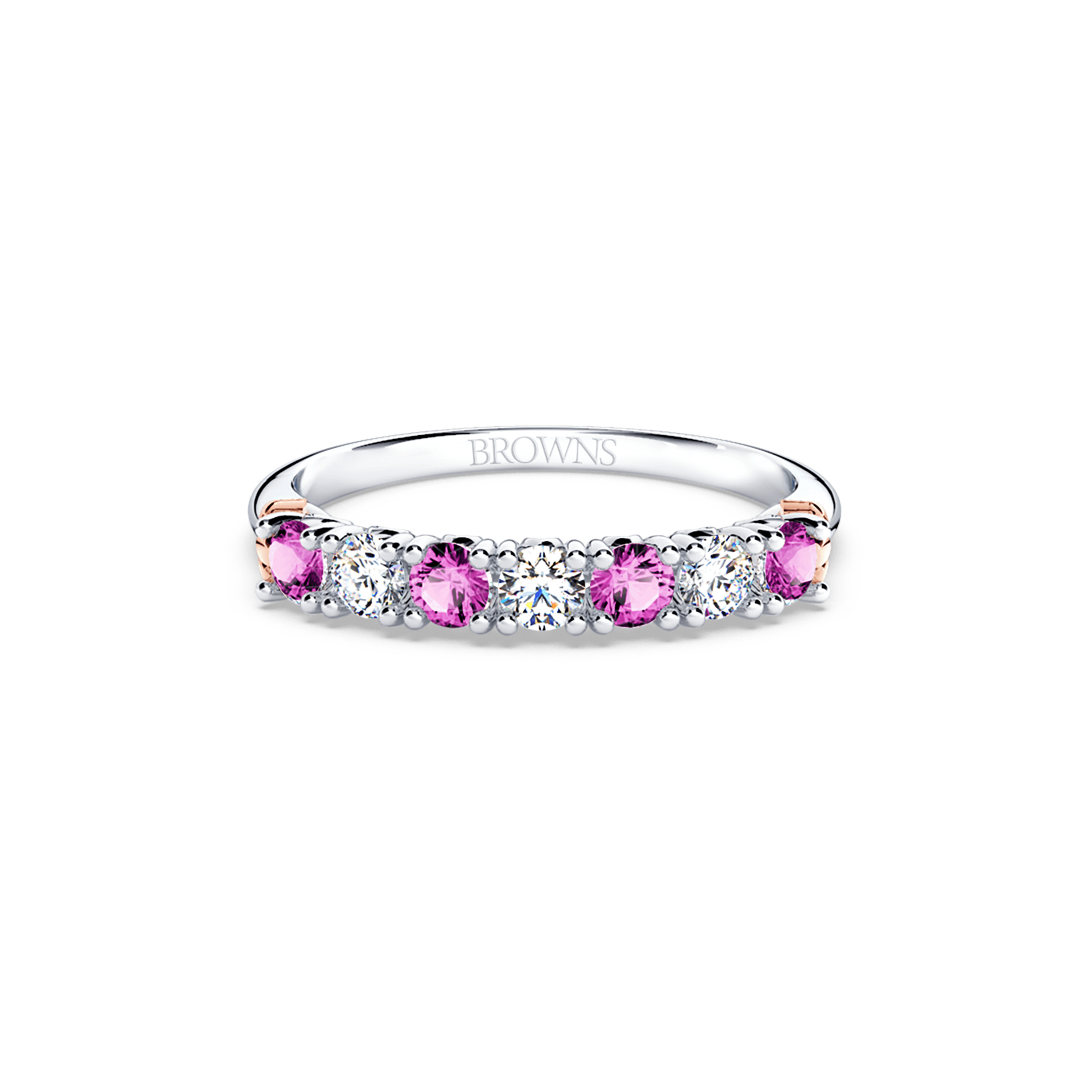Womens Protea Pink Sapphire and Diamond Eternity Ring | White Gold – BROWNS