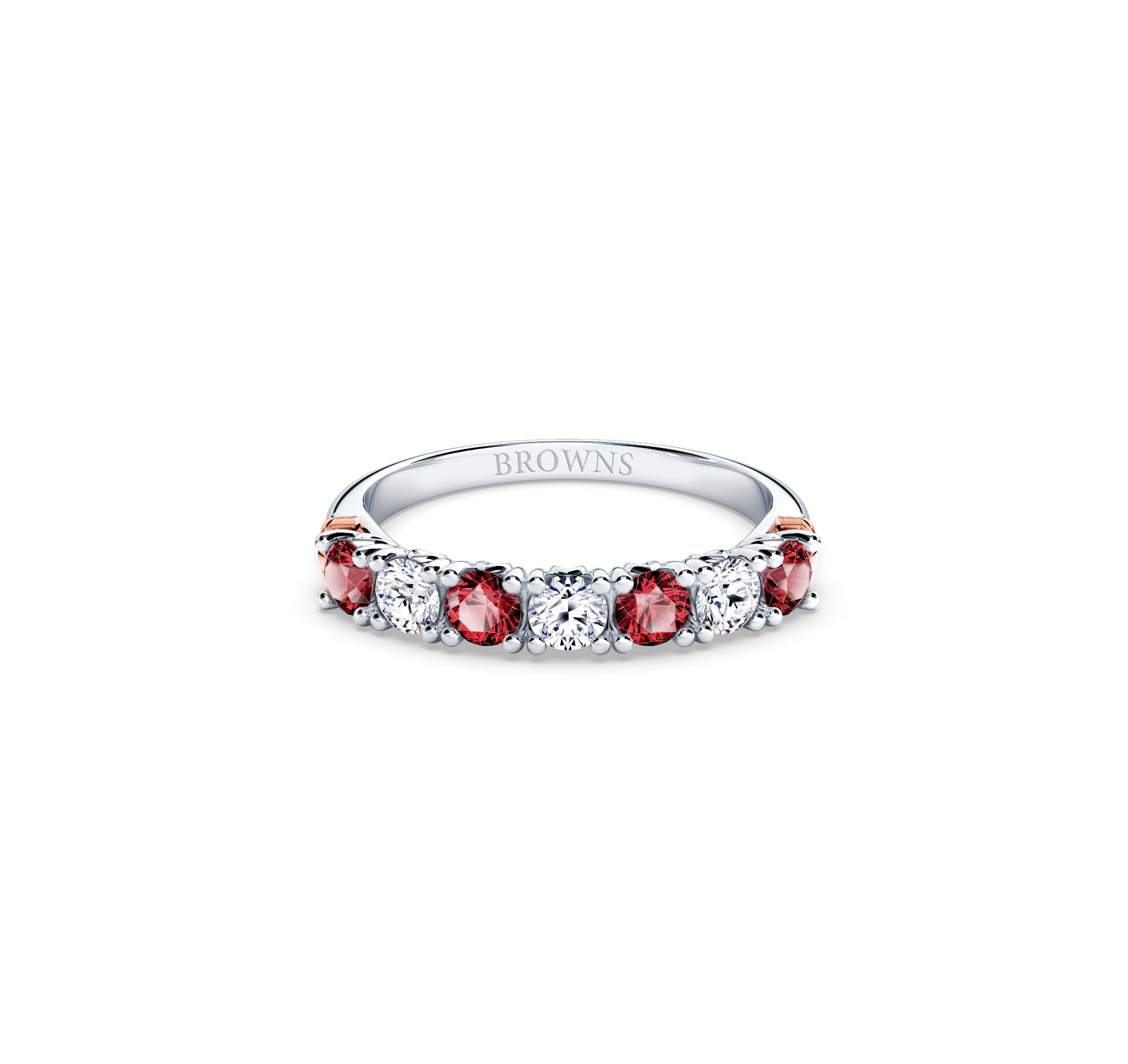 Womens Protea Ruby and Diamond Eternity Ring | White Gold – BROWNS