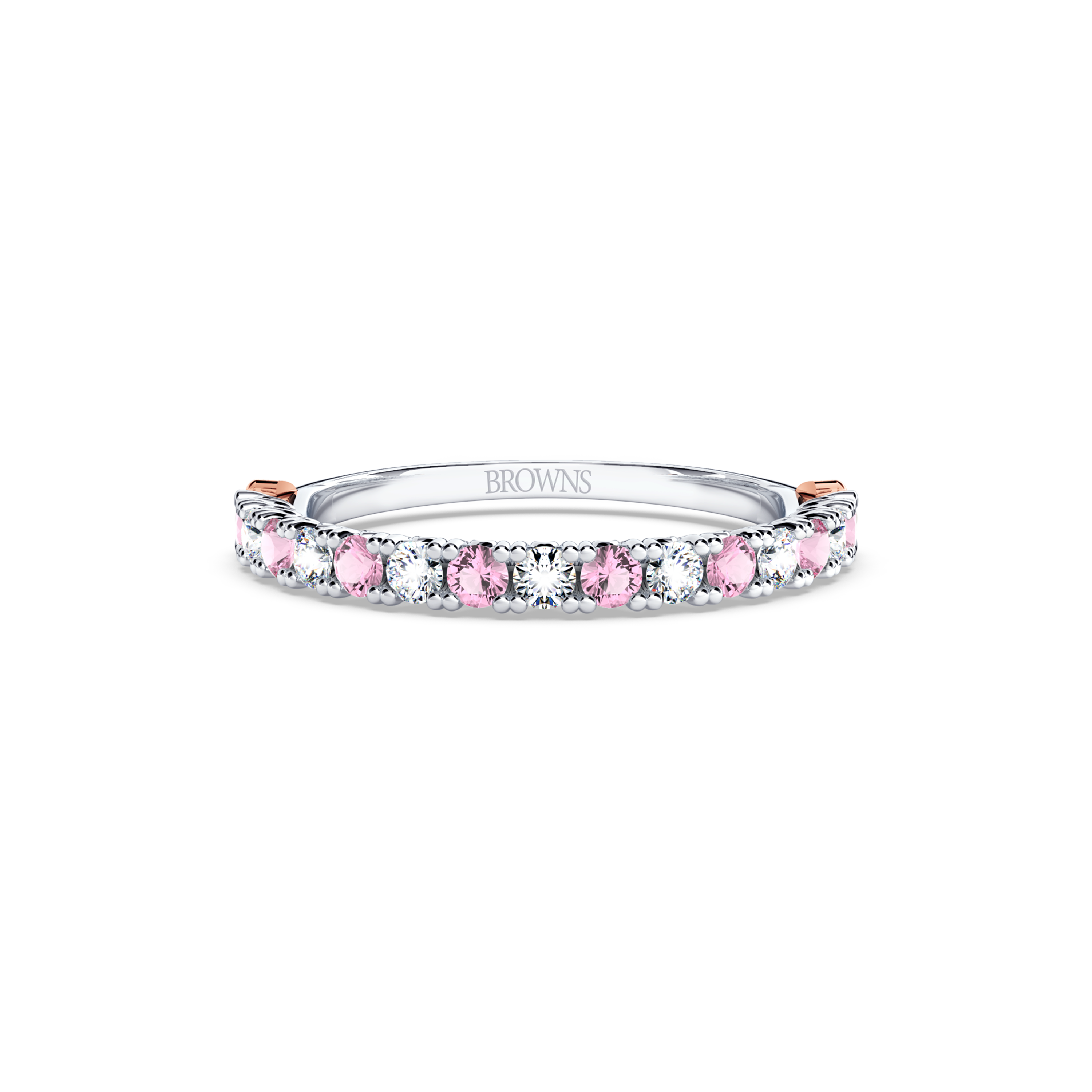 Womens Protea Diamond and Pink Sapphire Eternity Ring | White Gold – BROWNS