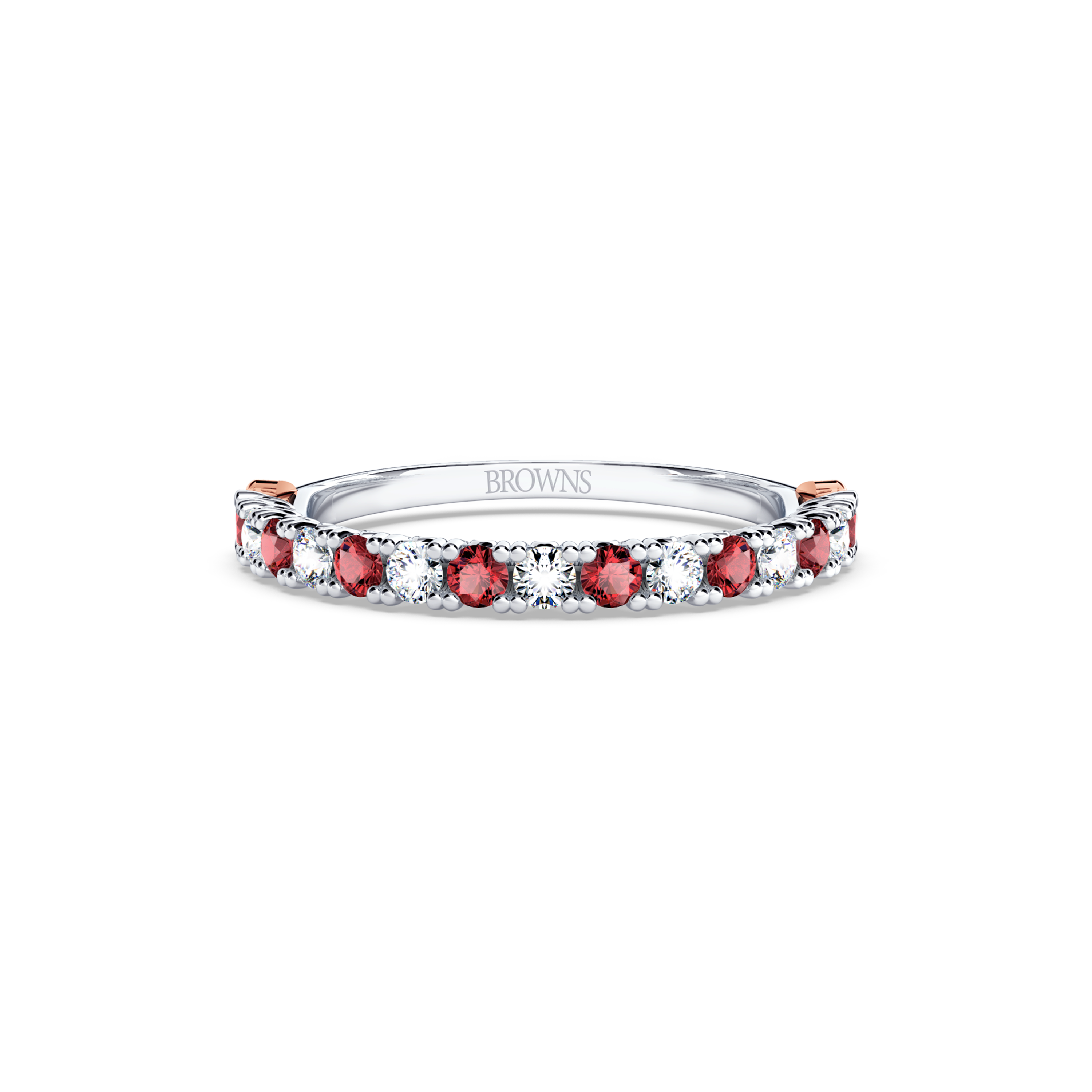 Womens Protea Ruby and Diamond Eternity Ring | White Gold – BROWNS