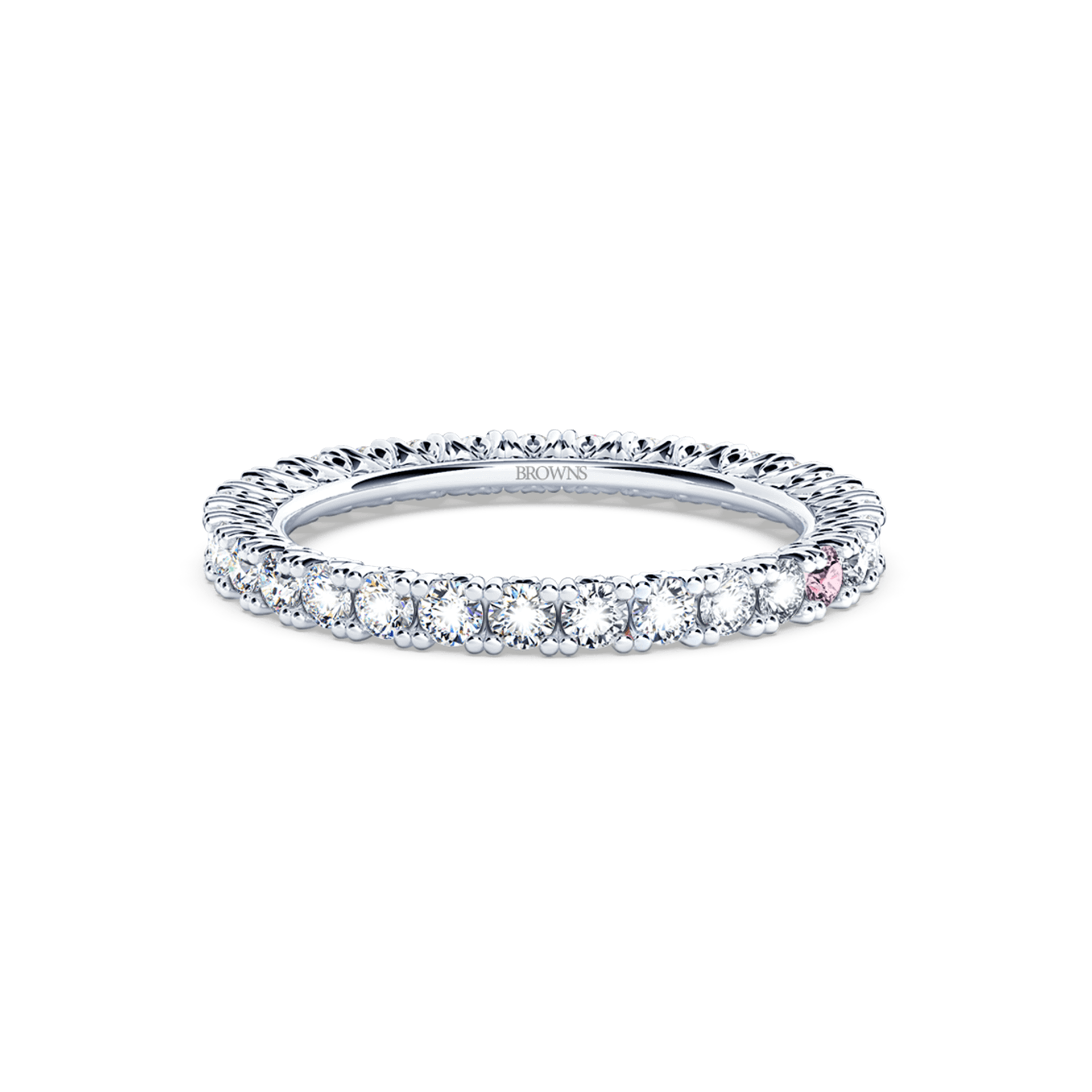 Womens Protea Diamond and Pink Sapphire Full Eternity Ring | Platinum ...