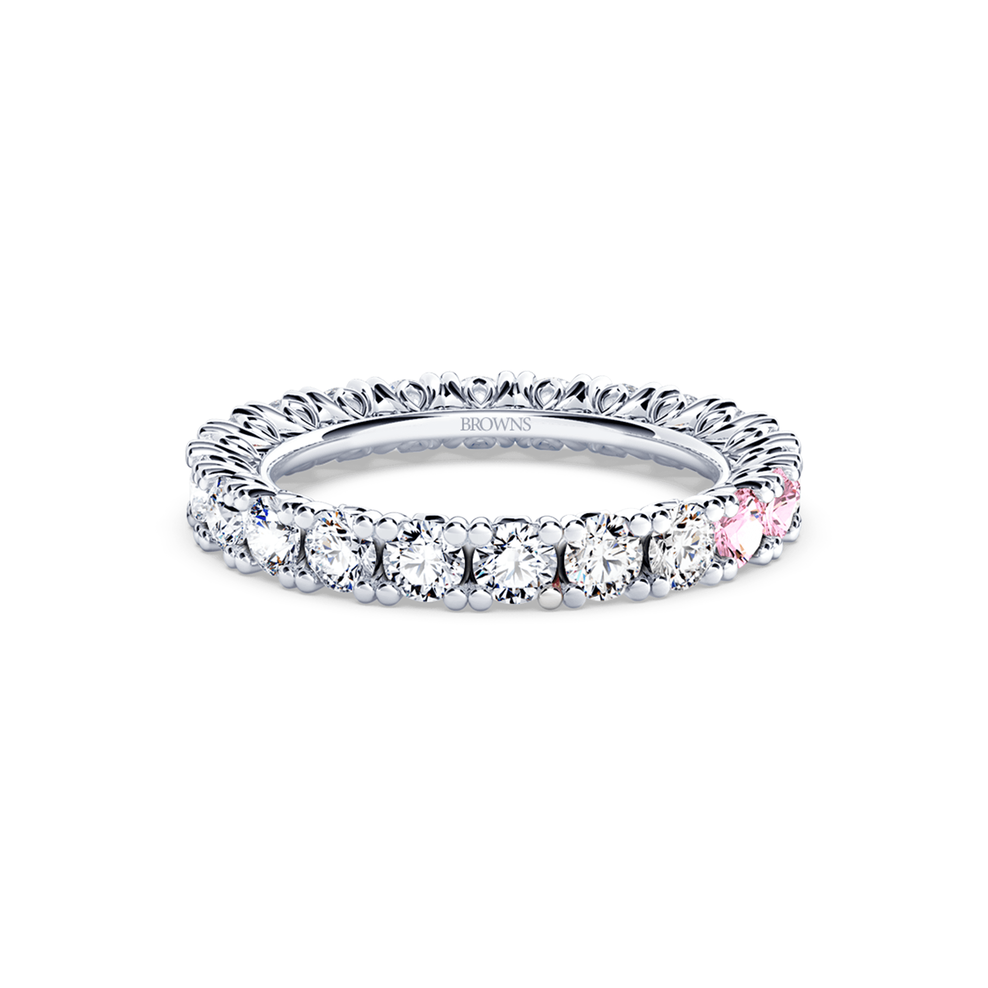 Womens Protea Diamond and Pink Sapphire Full Eternity Ring | Platinum ...