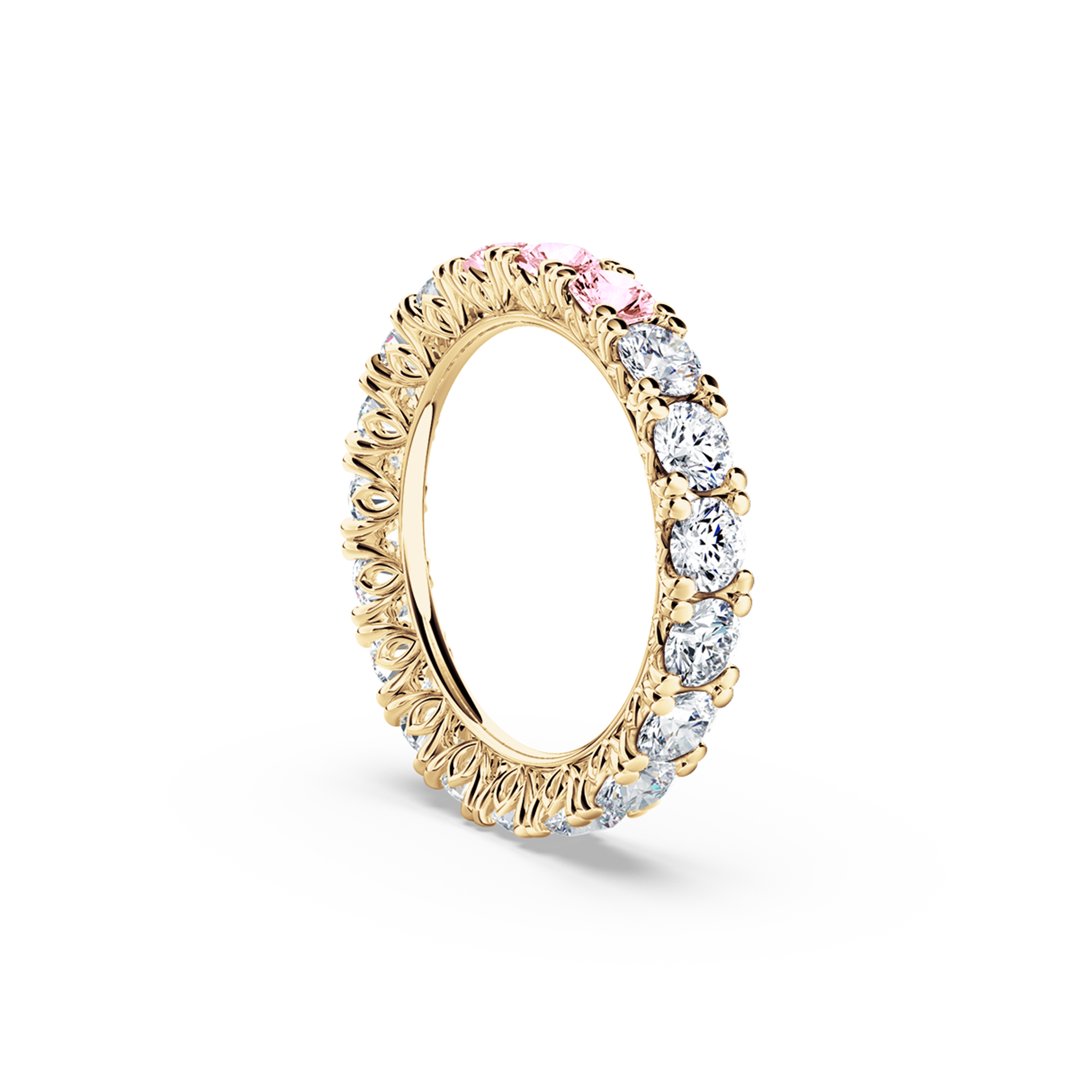 Protea Diamond and Pink Sapphire Full Eternity Ring | Yellow Gold – BROWNS