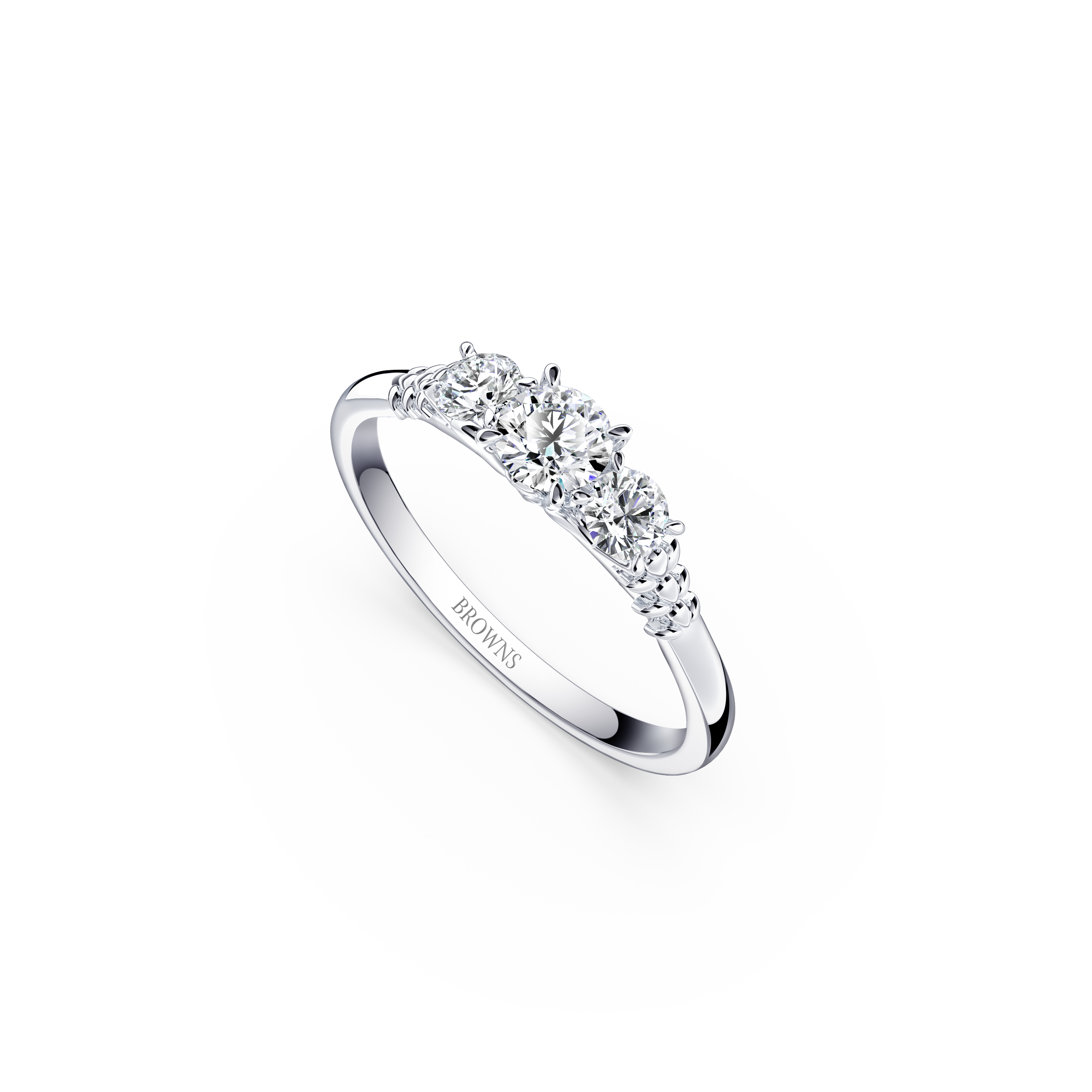Protea Trilogy Round Brilliant Diamond Engagement Ring | Platinum – BROWNS