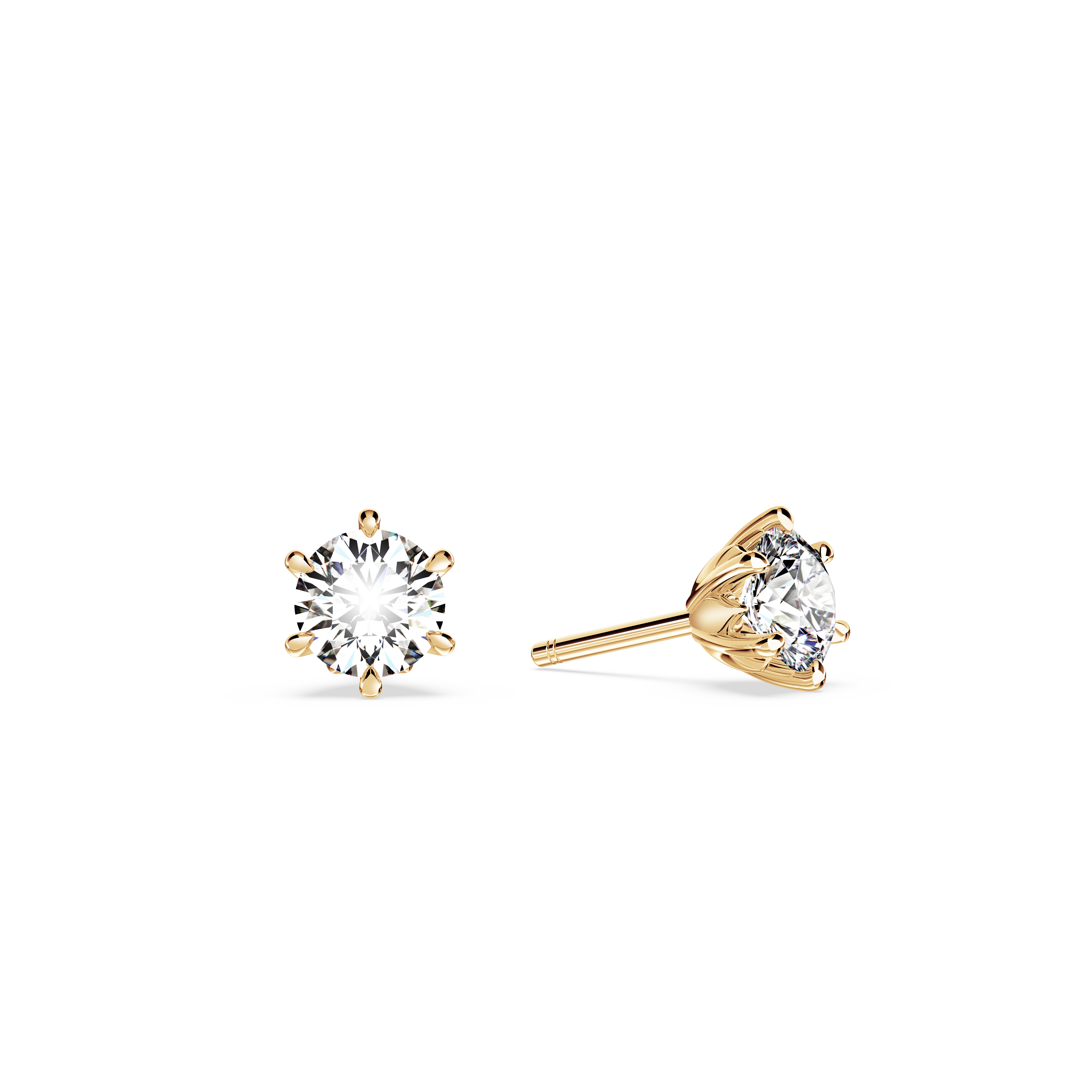 Womens Protea Diamond Solitaire Stud Earrings | Yellow Gold – BROWNS