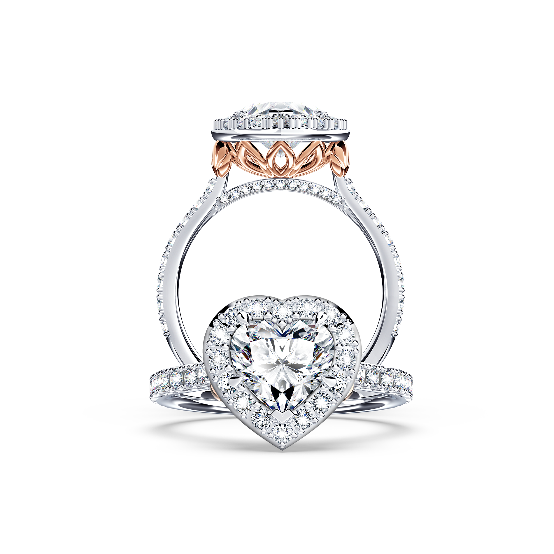 Angel Halo Heart Diamond Engagement Ring | Platinum – BROWNS