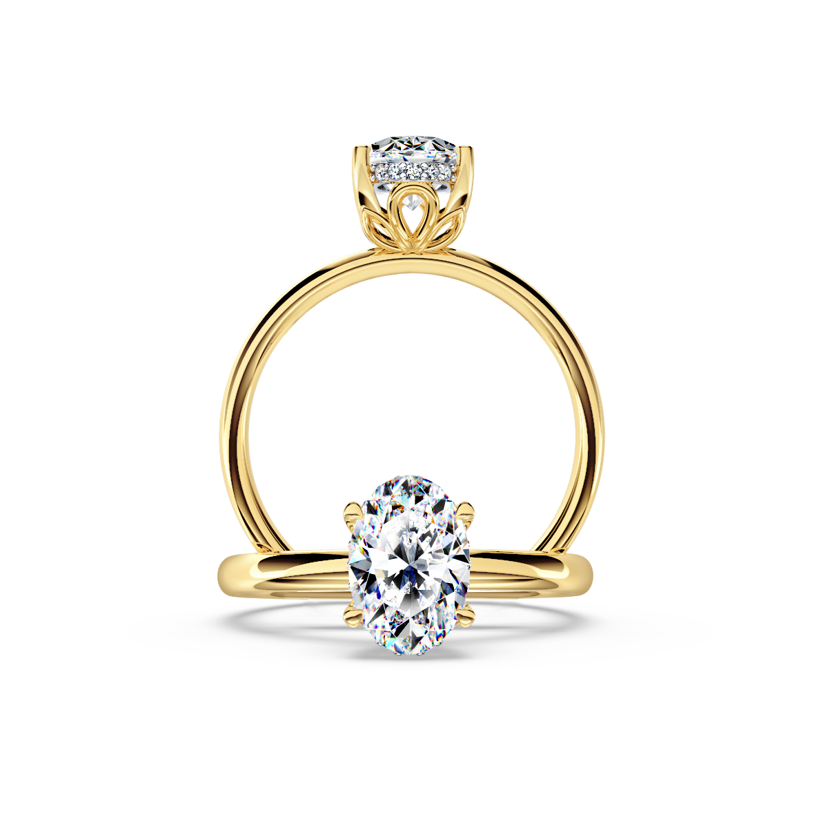Secret Halo Oval Diamond Engagement Ring | Yellow Gold – BROWNS